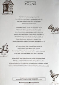 Menus - Solas Tapas Dingle